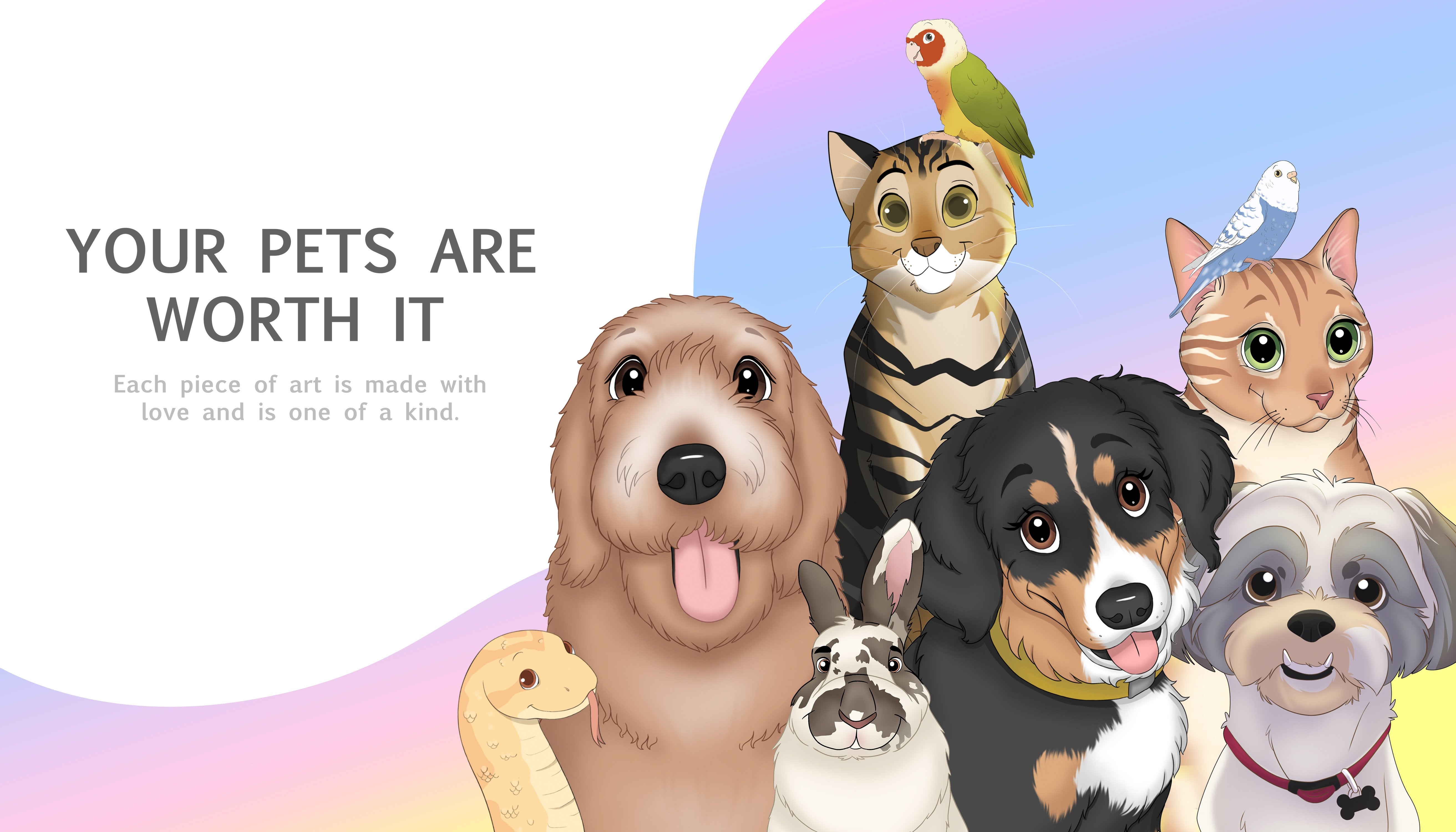 Pet Creations Art | Custom Cartoon Pet Portraits Using YOUR Pet Photo